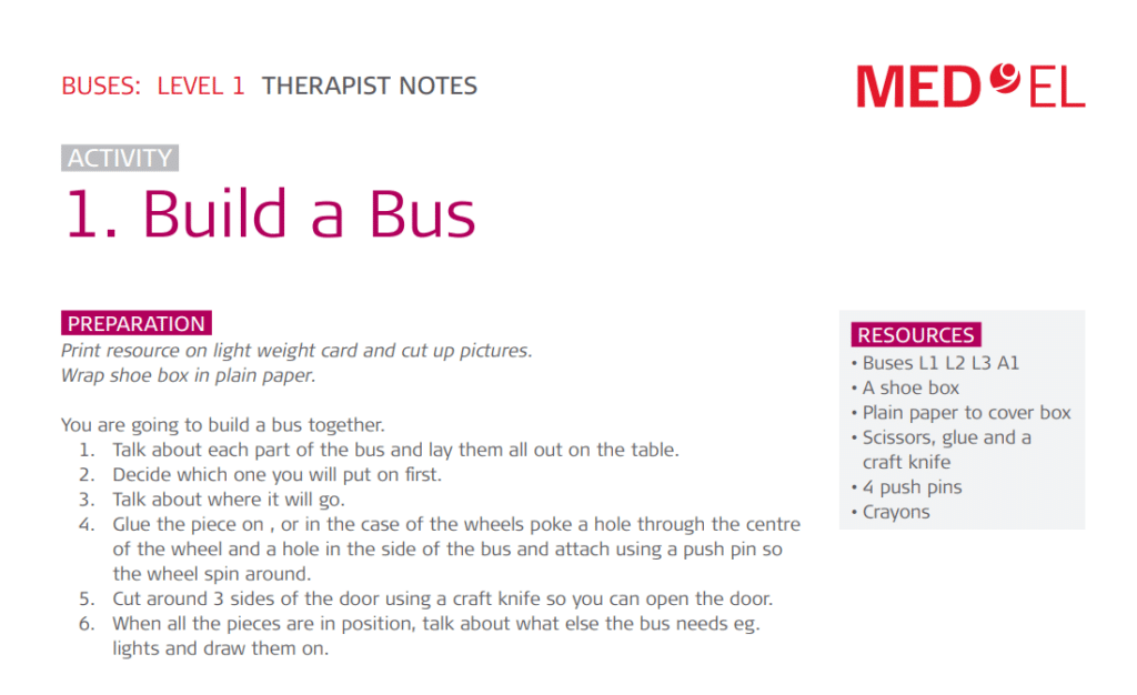 Rehabilitation Lesson Kit #4: Buses - MED-EL Professionals Blog