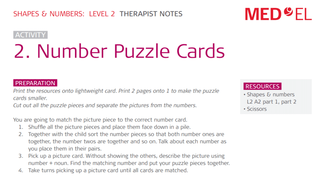 Rehabilitation Lesson Kit #21: Shapes & Numbers - MED-EL Professionals Blog